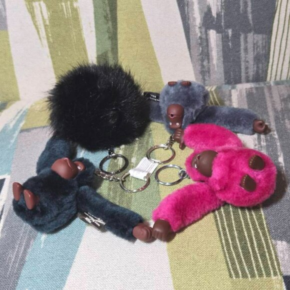 Kipling | Accessories | Kipling Monkey Keyrings X 4 Black Hot Pink Grey ...